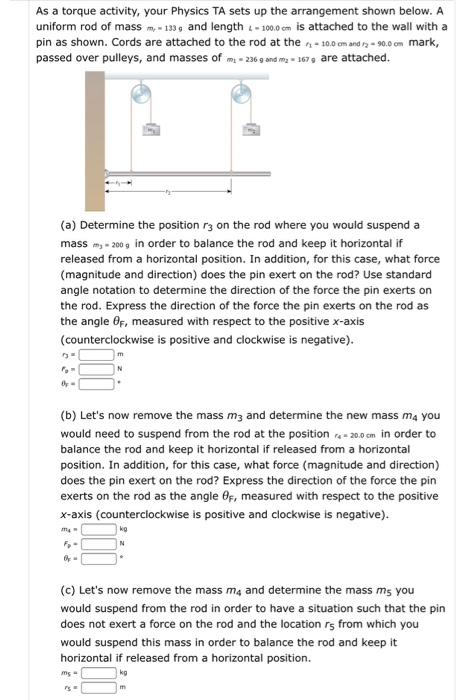 Solved As a torque activity, your Physics TA sets up the | Chegg.com