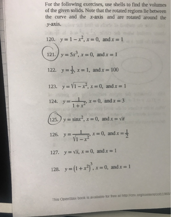 Solved For the following exercises, use shells to find the | Chegg.com