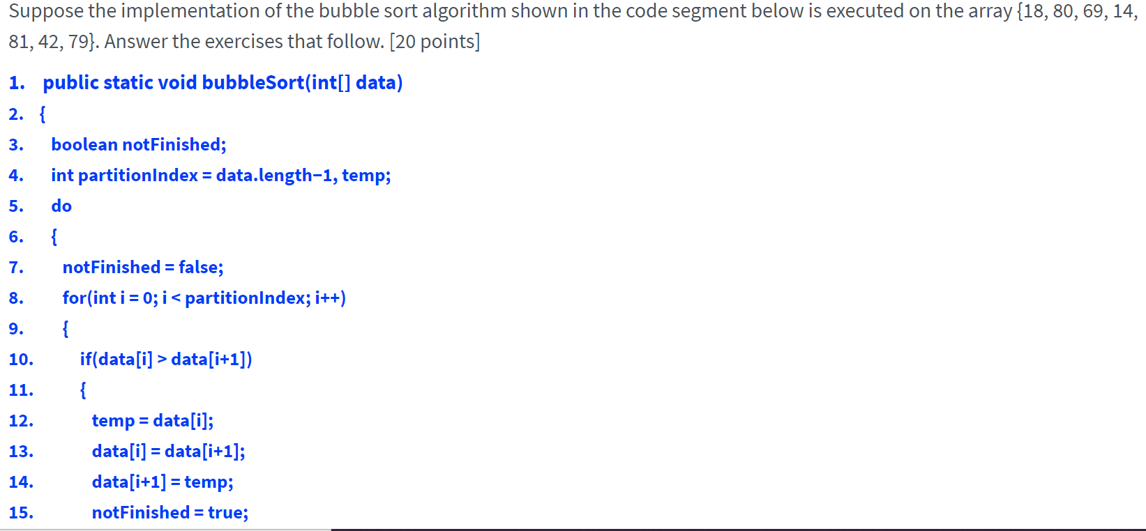 Solved Suppose The Implementation Of The Bubble Sort 