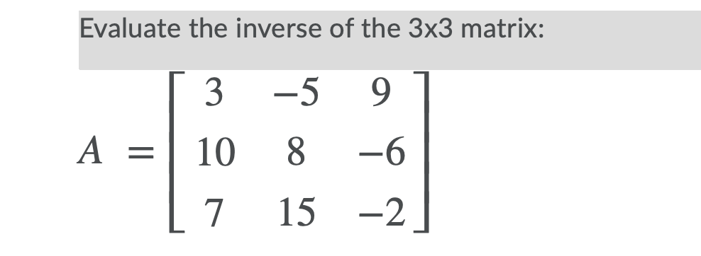 Inverse Of A 3x3 Matrix