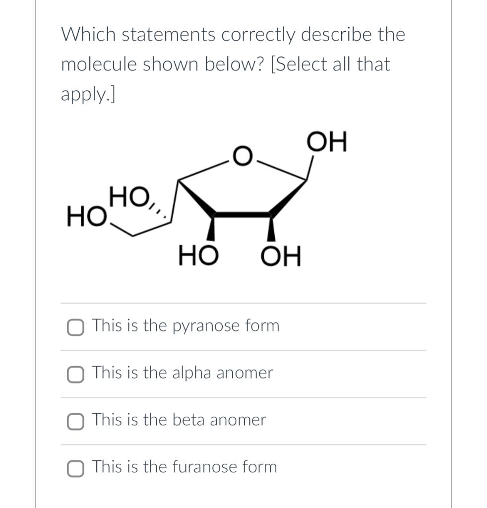 Solved Which statements correctly describe the molecule | Chegg.com