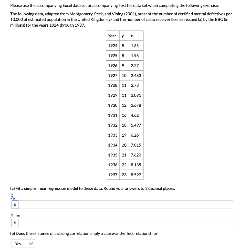 Solved Please Use The Accompanying Excel Data Set Or 