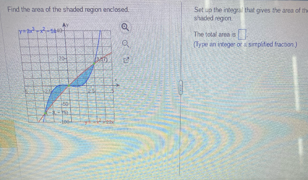 Solved Find the area of the shaded region enclosed. Set up | Chegg.com
