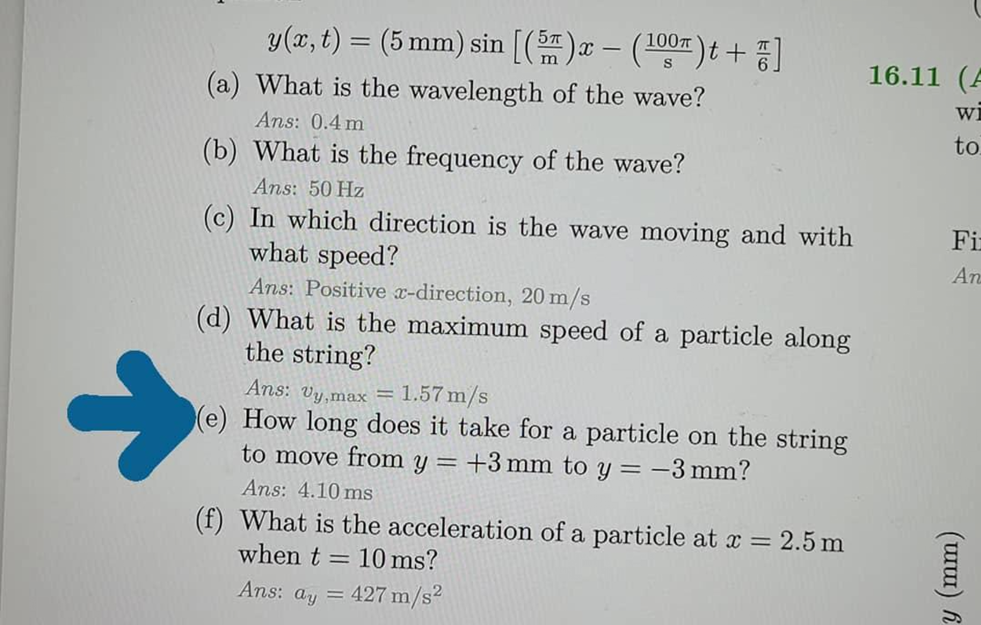 Solved y(x,t)=(5mm)sin[(5π(m))x-(100π(s))t+π6](a) ﻿What is | Chegg.com