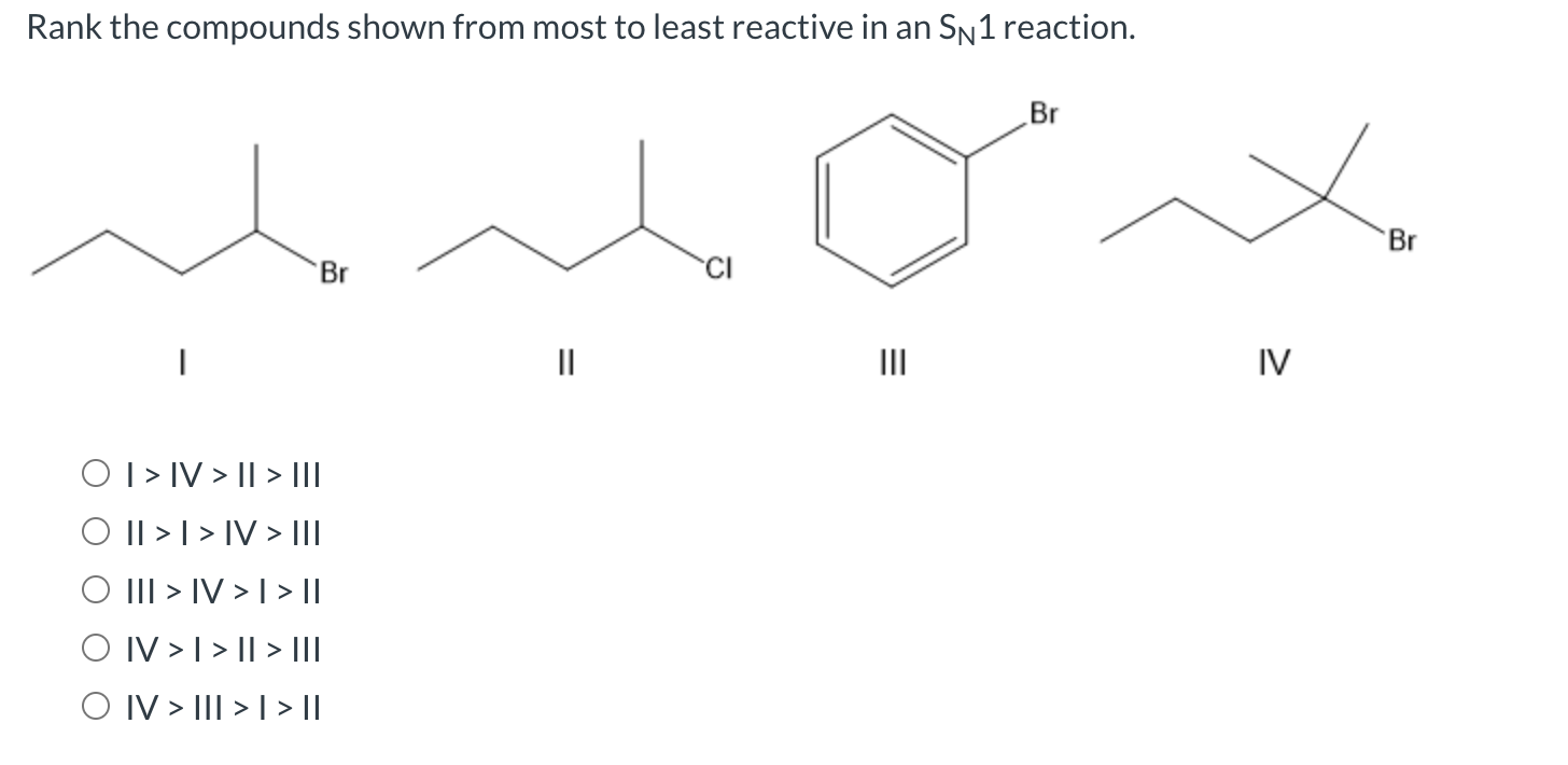 Solved Rank the compounds shown from most to least reactive | Chegg.com