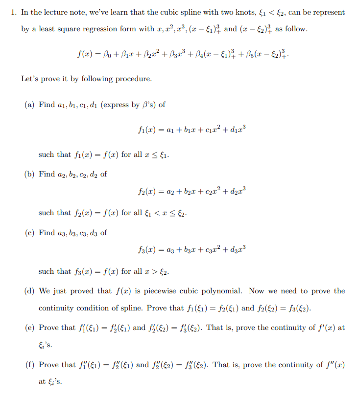Solved 1. In the lecture note, we've learn that the cubic | Chegg.com