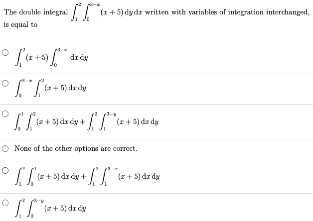 Solved 3- The double integral [* L**{2+5) dy dz written with | Chegg.com
