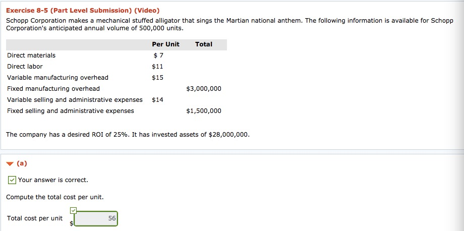 Solved Exercise 8-5 (Part Level Submission) (Video) Schopp | Chegg.com