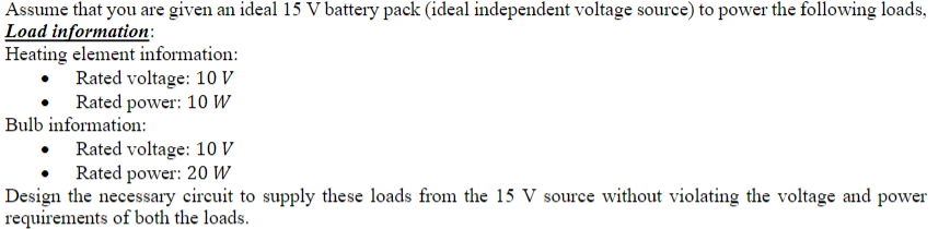 Solved Assume that you are given an ideal 15 ﻿V battery pack | Chegg.com