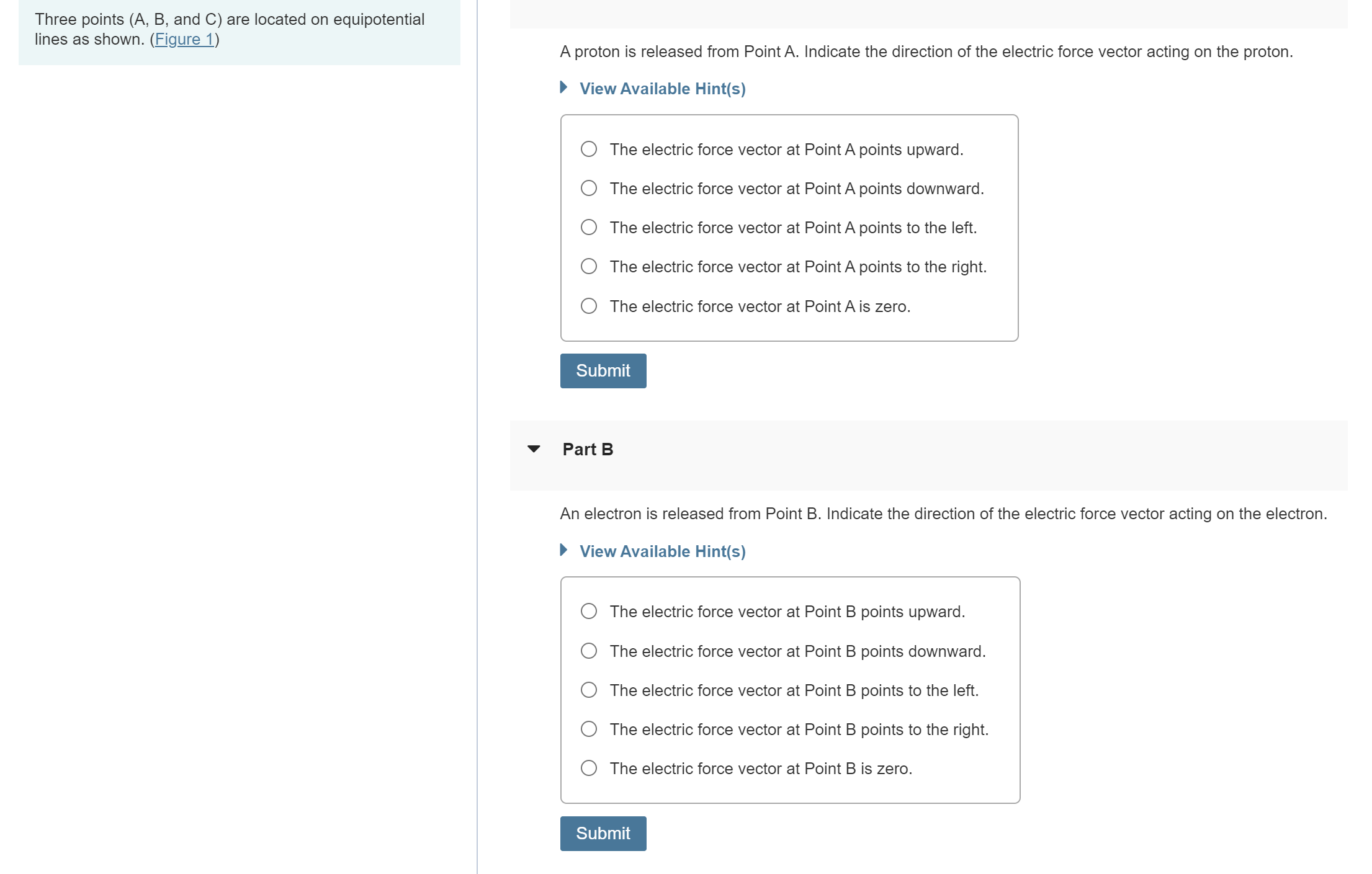 Three points (A,B, and C) are located on | Chegg.com