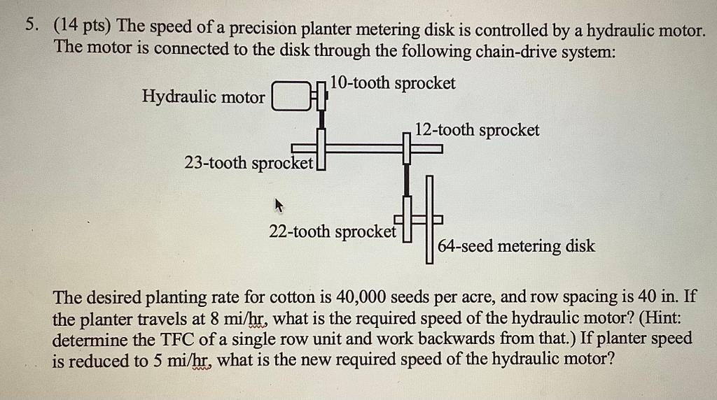 Solved 5. (14 pts) The speed of a precision planter metering | Chegg.com