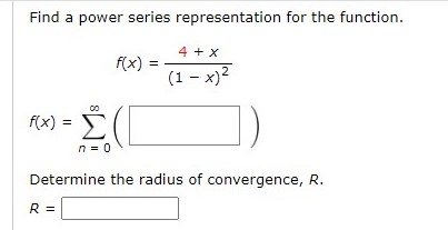 Solved Find a power series representation for the | Chegg.com