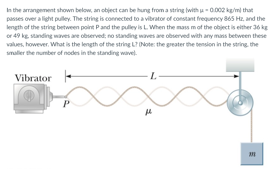 Solved In the arrangement shown below, an object can be hung | Chegg.com