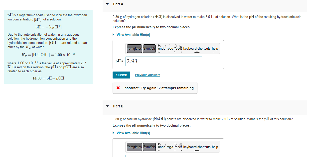 Solved pH is a logarithmic scale used to indicate the | Chegg.com