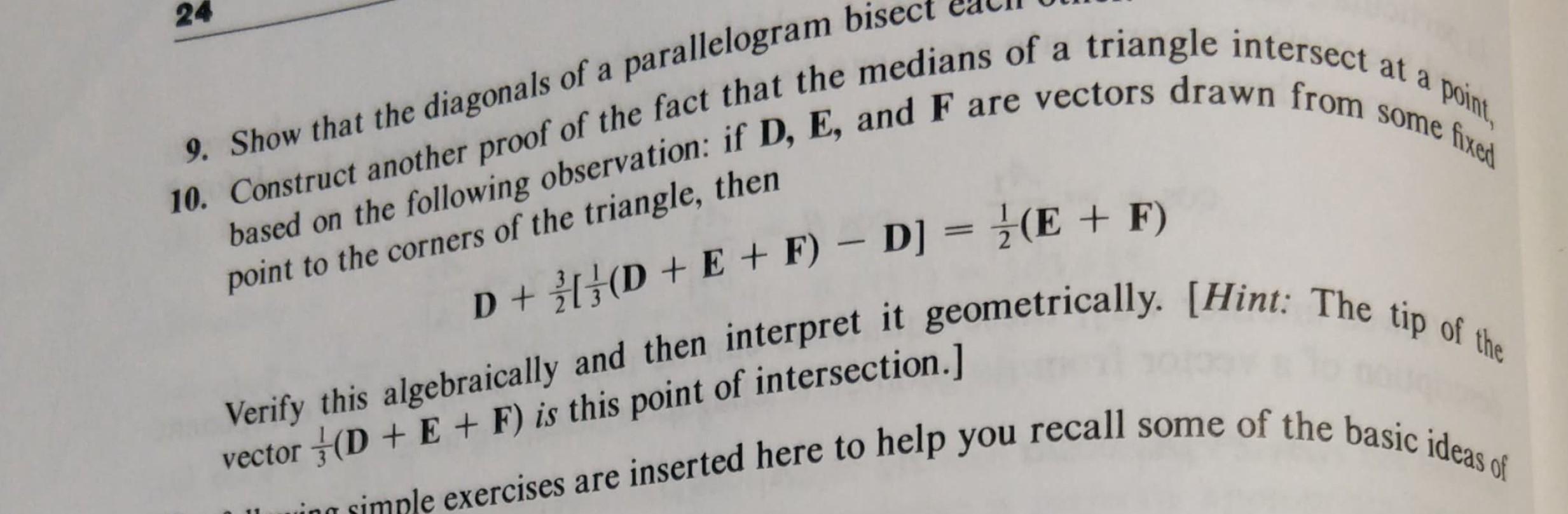 Solved 9. Show that the diagonals of a paralledogram bisect | Chegg.com