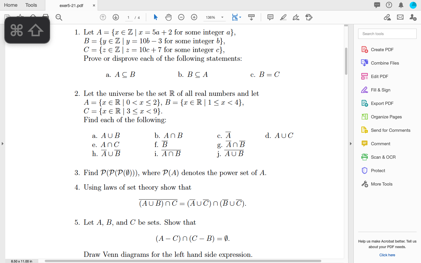Solved Home Tools exer5-21.pdf X Q © 1 / 4 + 136% 1 且 LZ | Chegg.com