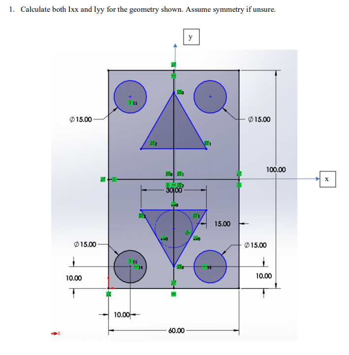 Solved 1. Calculate both Ixx and Iyy for the geometry shown. | Chegg.com