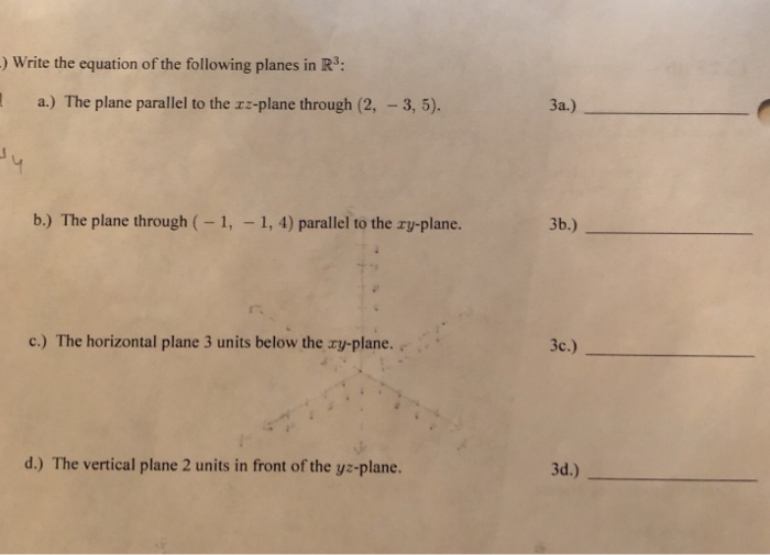 Solved ) Write the equation of the following planes in R3: | Chegg.com
