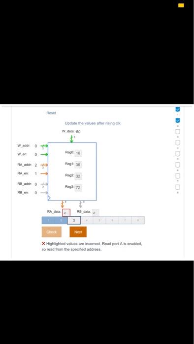 Solved Reset Update the values after rising clk W data: 60 W | Chegg.com