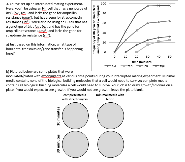 Solved 3. You've set up an interrupted mating experiment. | Chegg.com