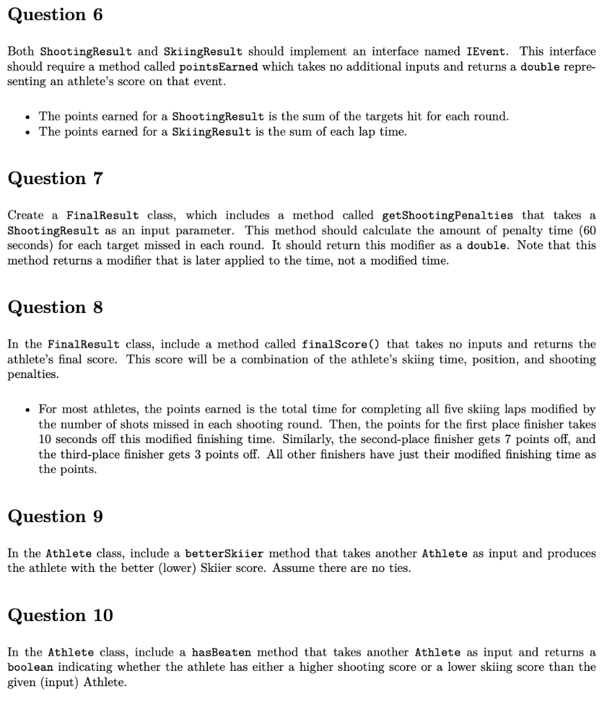 Solved Part 1 Athlete Java Public Class Athlete Chegg