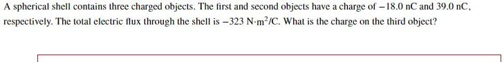 Solved A spherical shell contains three charged objects. The | Chegg.com