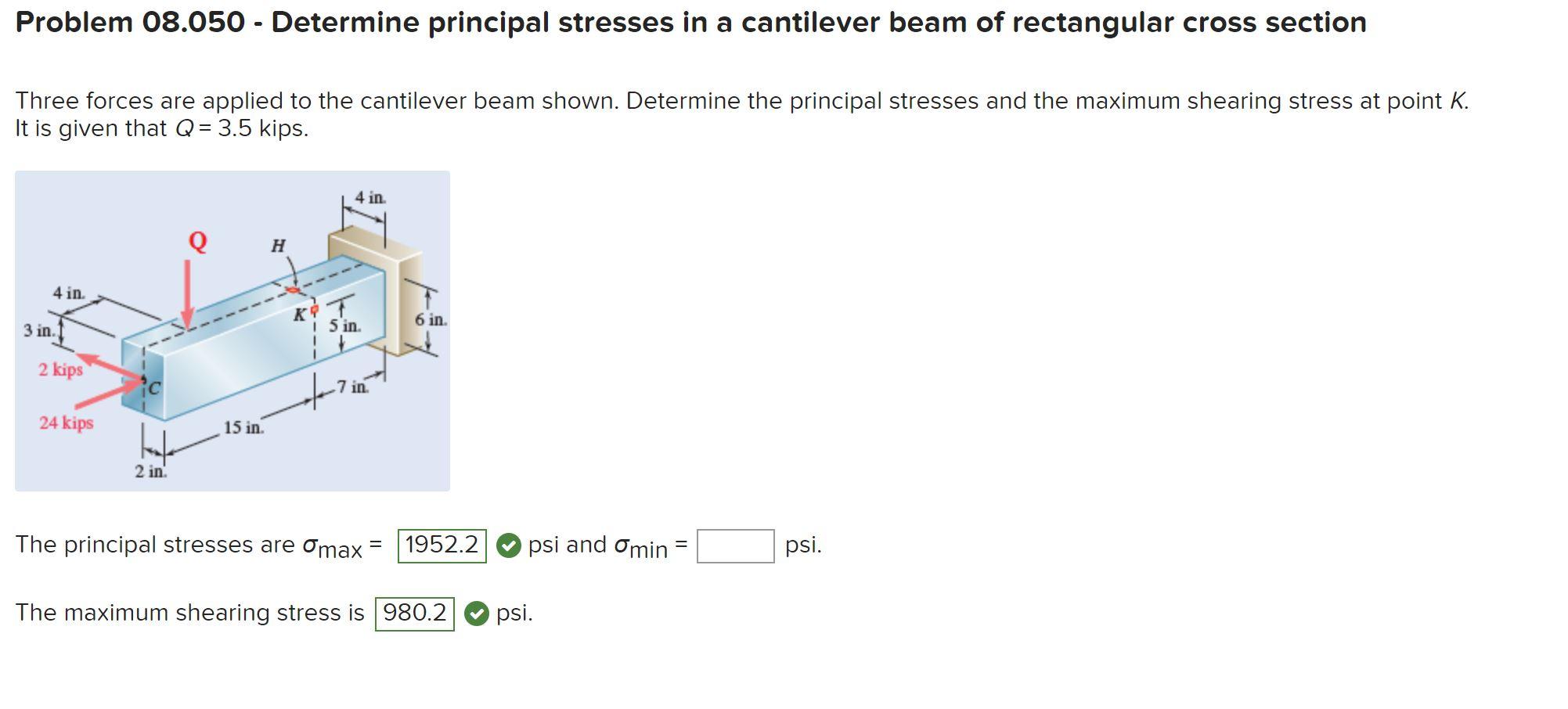 Solved Problem 08.050 - Determine principal stresses in a | Chegg.com