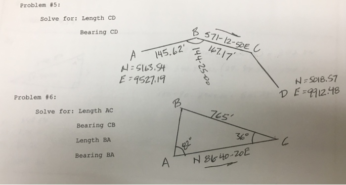 Solved Problem #5: Solve for: Length CD Bearing CD 6 | Chegg.com