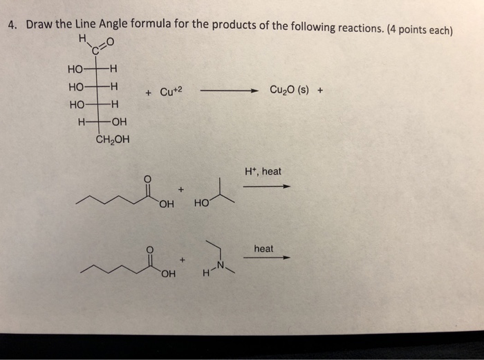 Solved Draw the Line Angle formula for the products of the | Chegg.com