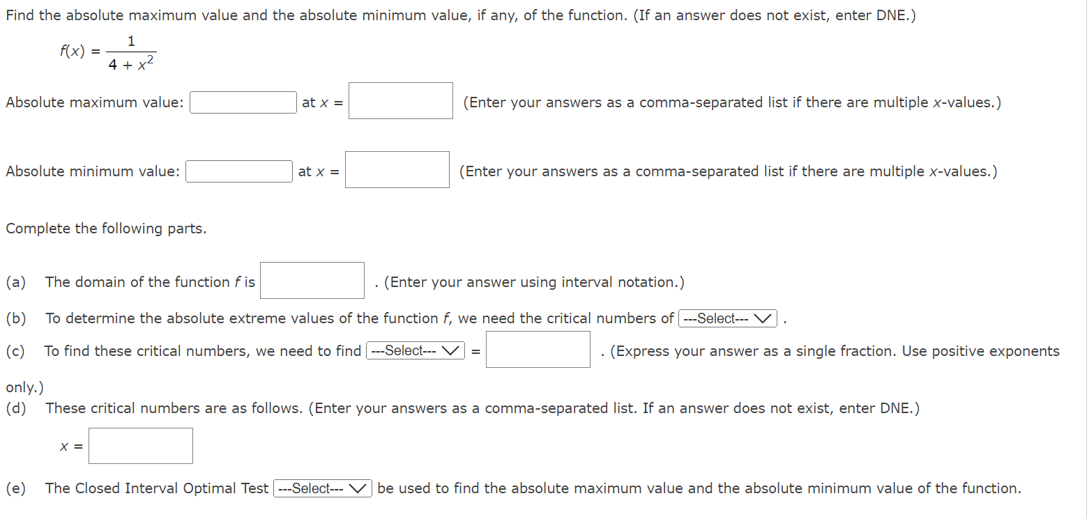 Solved Find The Absolute Maximum Value And The Absolute