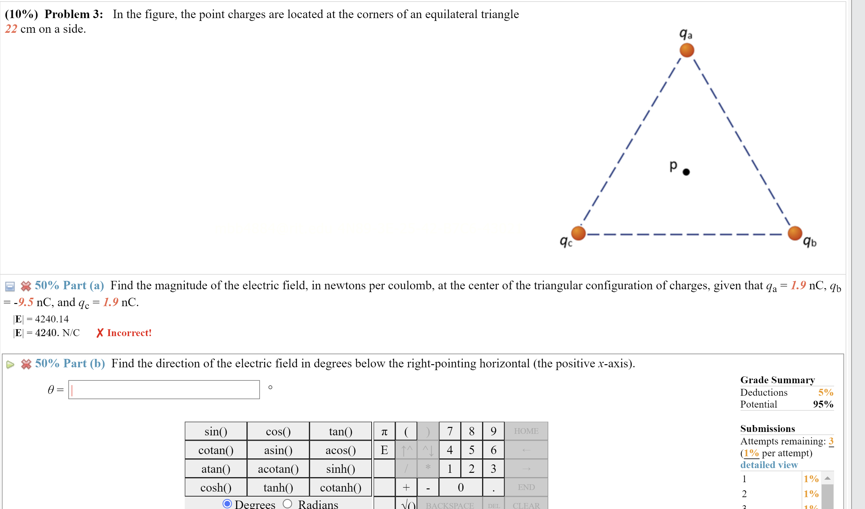 Solved (10\%) Problem 3: In the figure, the point charges | Chegg.com