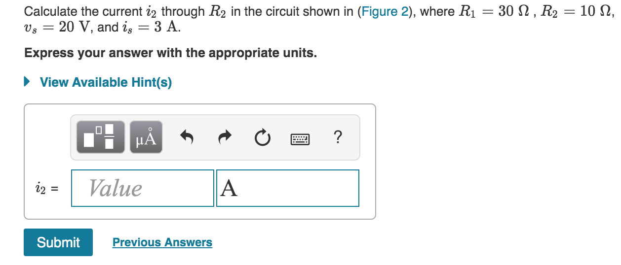 Solved Calculate the current in through R2 in the circuit | Chegg.com
