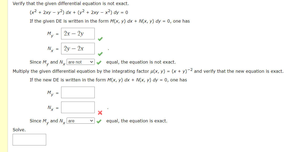 Solved Verify that the given differential equation is not | Chegg.com