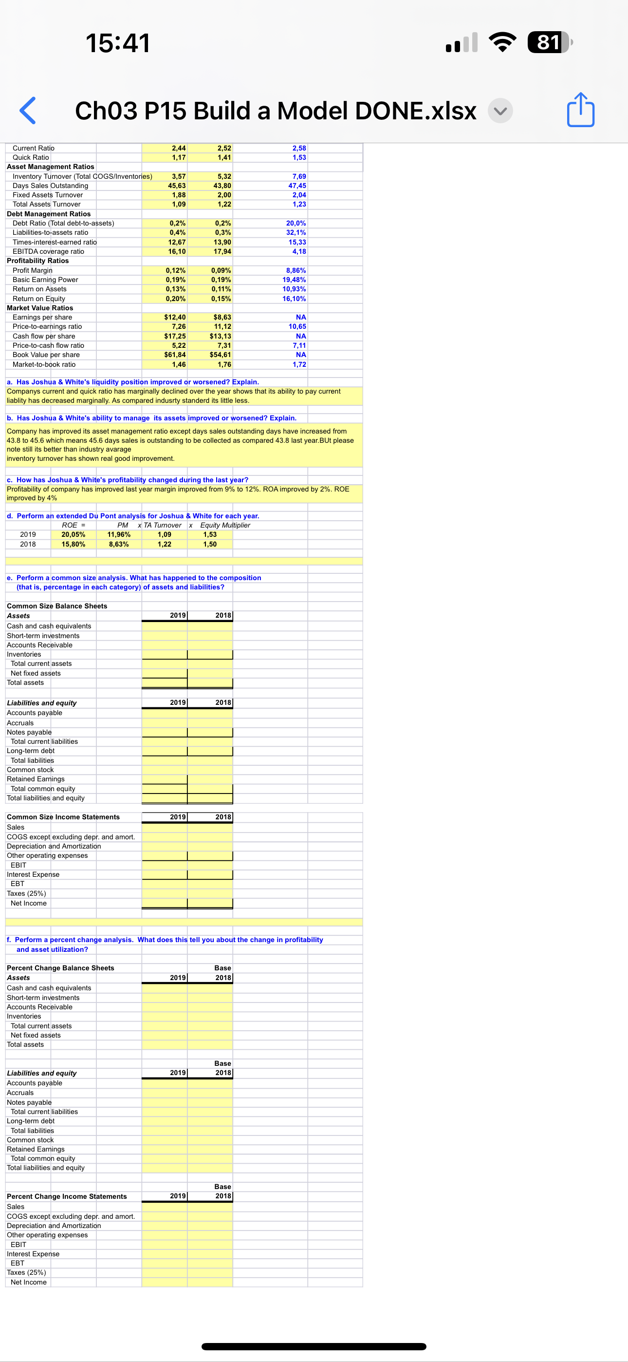 Ch03 P15 Build a Model DONE.xIsxCh06 P15 Build a | Chegg.com