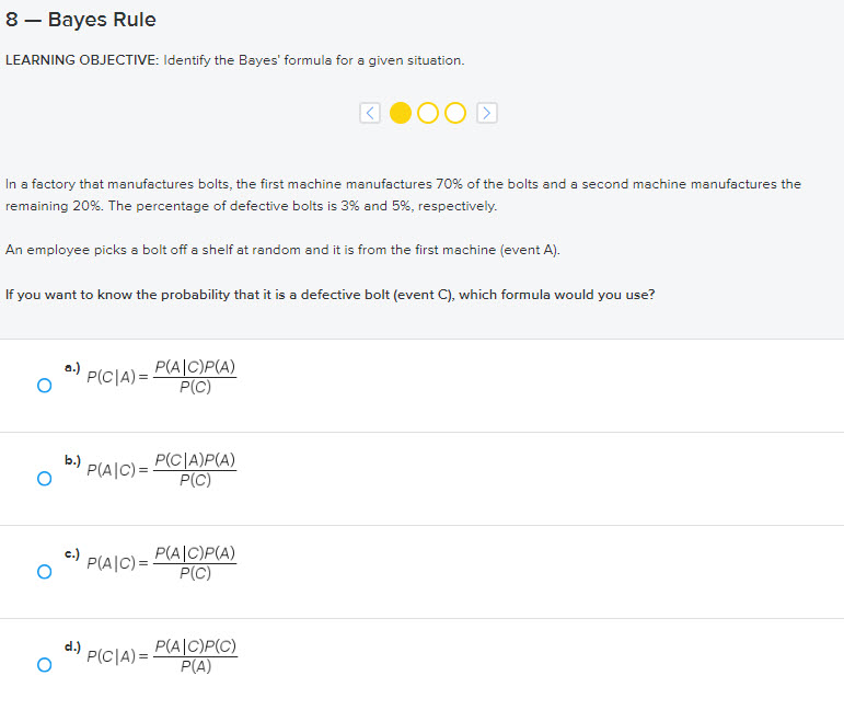 Solved 8 - Bayes Rule LEARNING OBJECTIVE: Identify the | Chegg.com