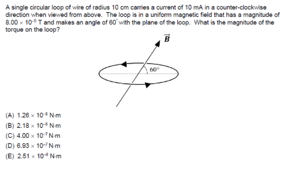 Solved A single circular loop of wire of radius 10 cm | Chegg.com