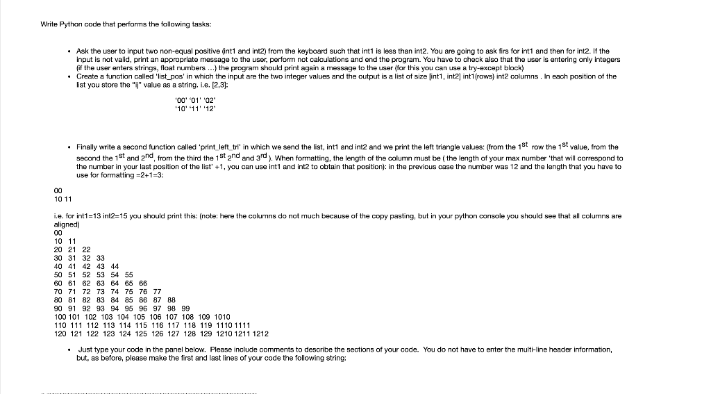 Solved Write Python code that performs the following tasks: | Chegg.com
