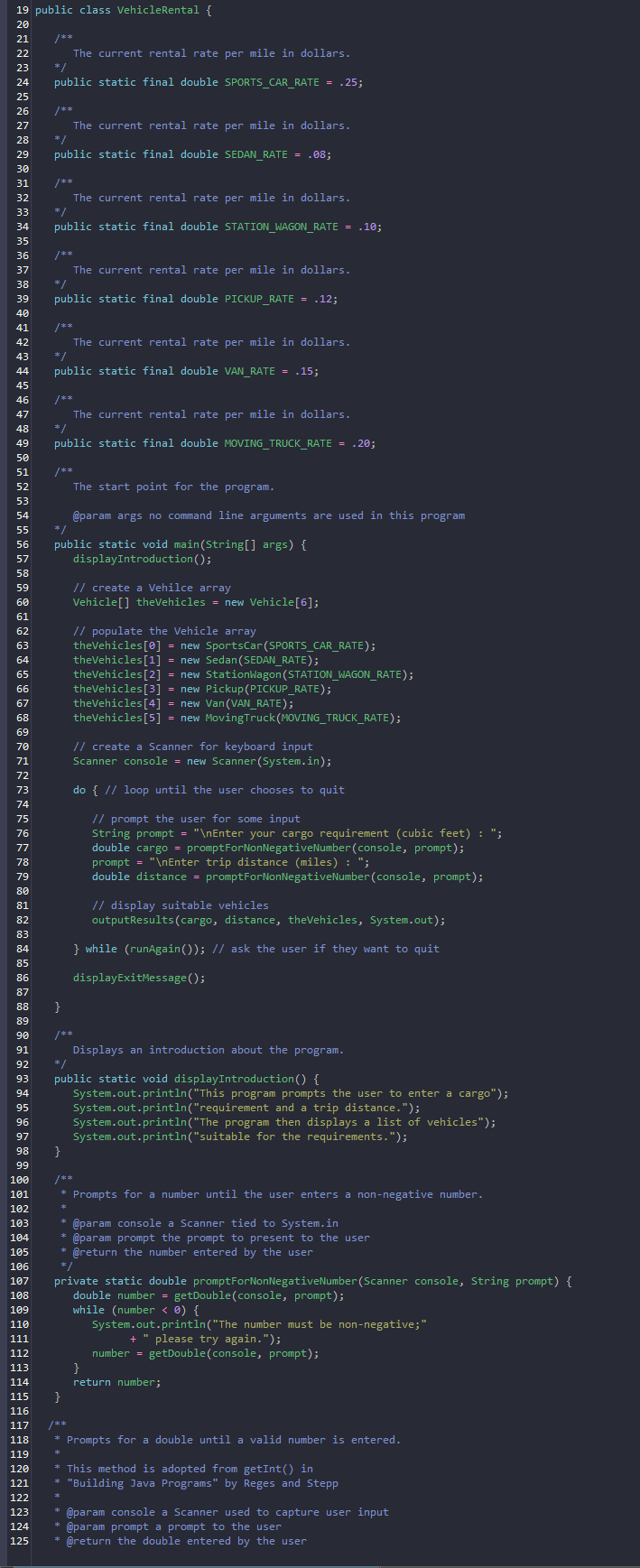 Assignment You will develop code for a vehicle rental | Chegg.com