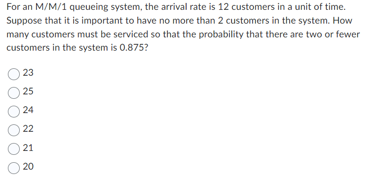 Solved For an M/M/1 queueing system, the arrival rate is 12 | Chegg.com