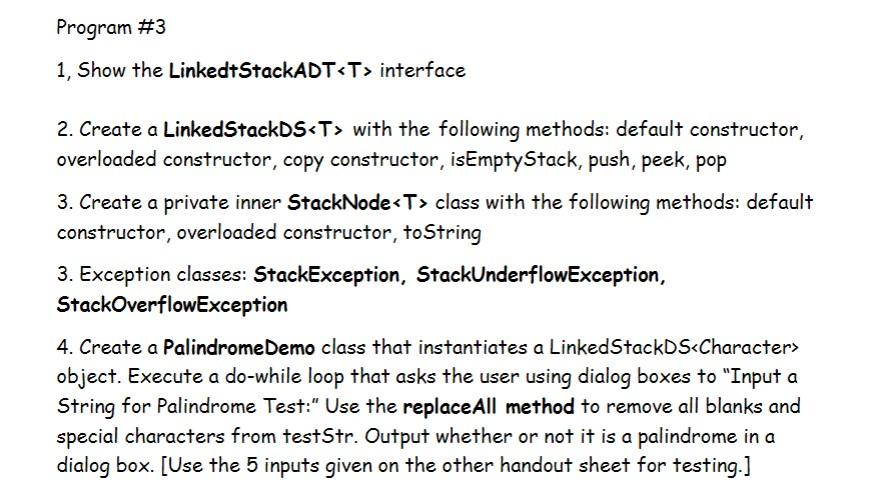 Solved **JAVA LANGUAGE** Please follow ALL directions | Chegg.com