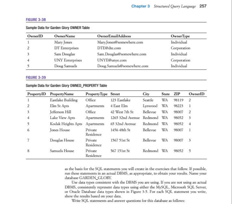 A Write Create Table Statements For Each Of