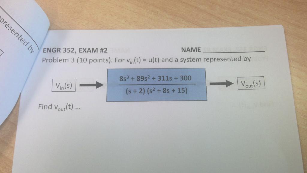 Solved ENGR 352, EXAM \#2 NAME Problem 3 (10 points). For | Chegg.com
