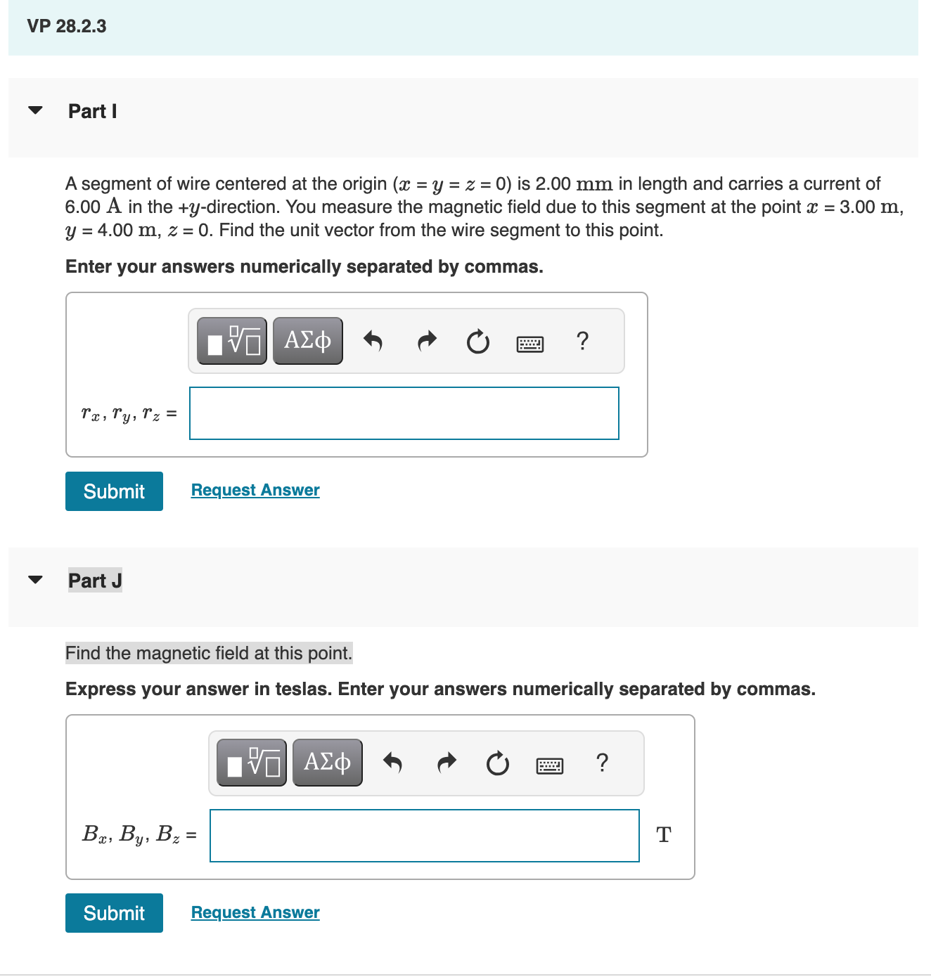 Solved VP 28.2.3Part IA segment of wire centered at the | Chegg.com