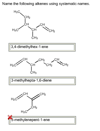 Solved Name the following alkenes using systematic names. | Chegg.com