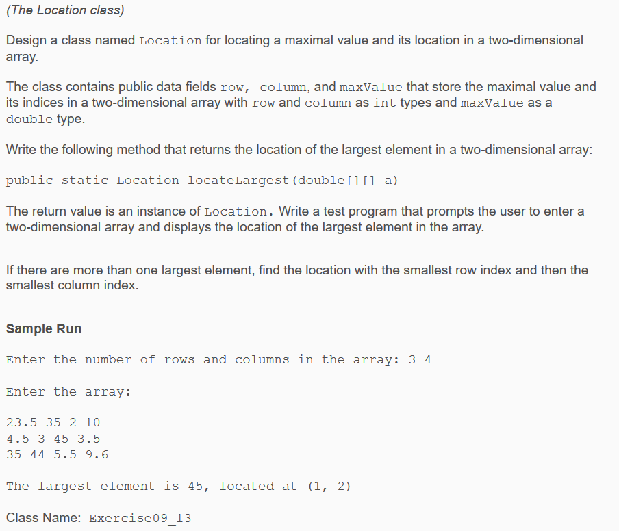 Solved The Location Class Design A Class Named Location