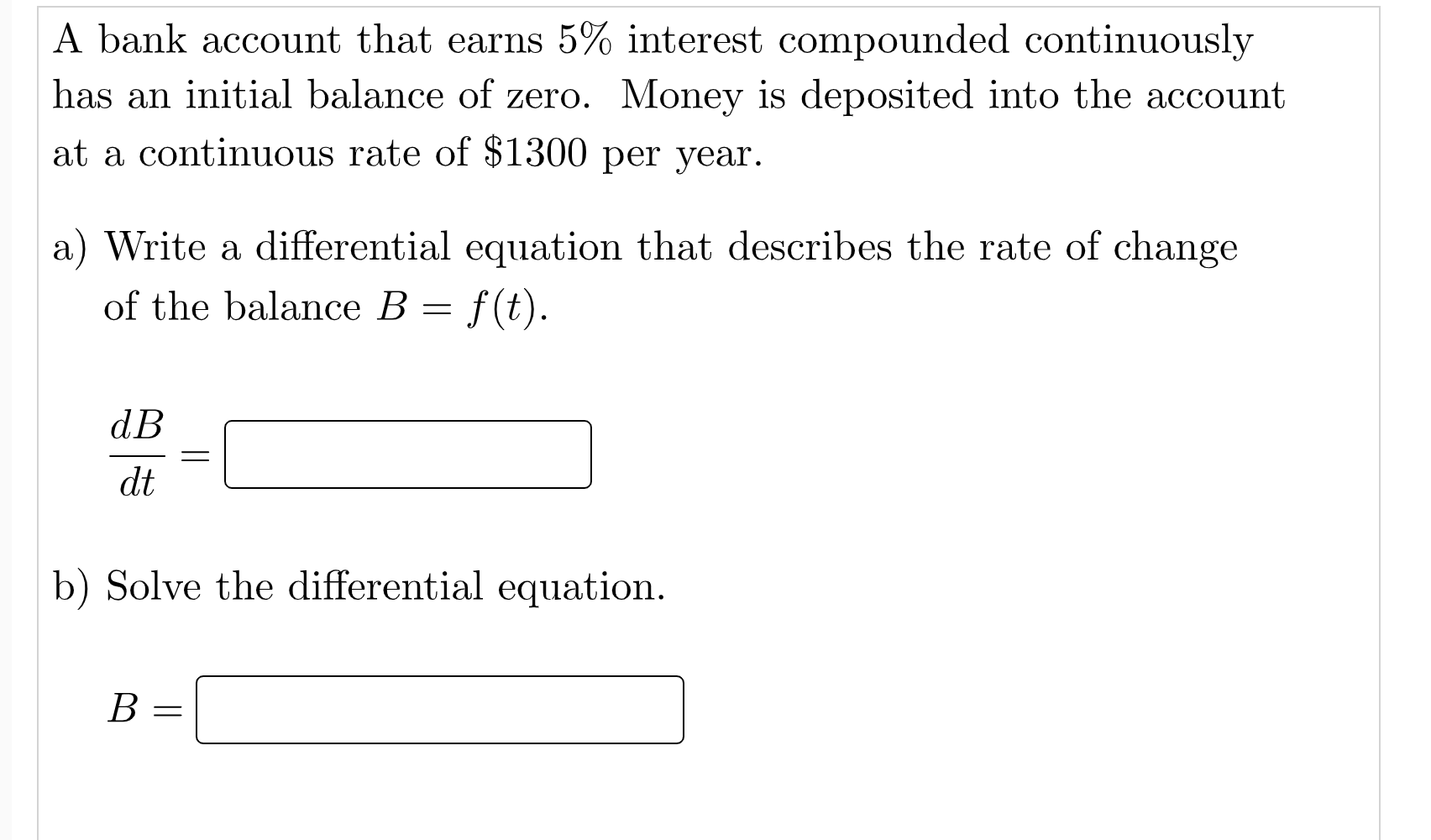 Solved A bank account that earns 5% interest compounded | Chegg.com