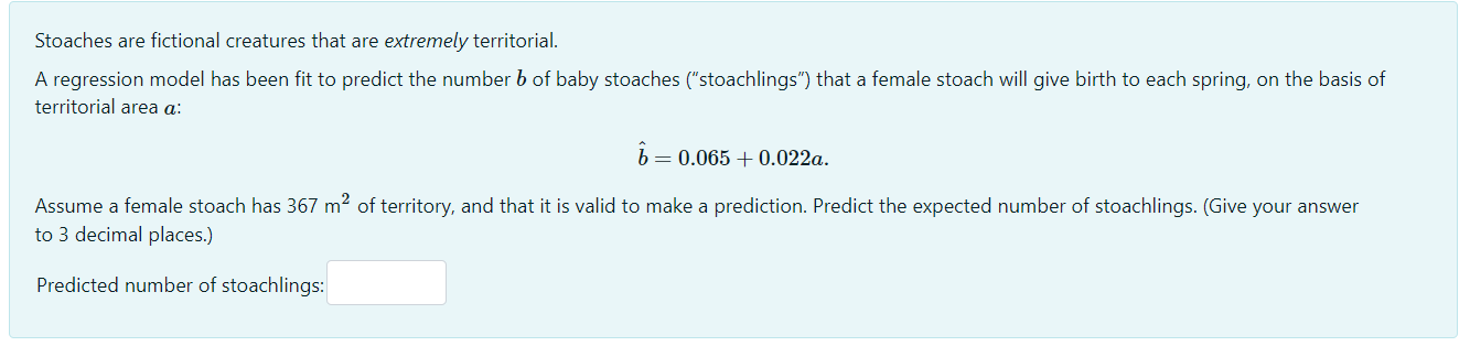 Solved Stoaches are fictional creatures that are extremely | Chegg.com