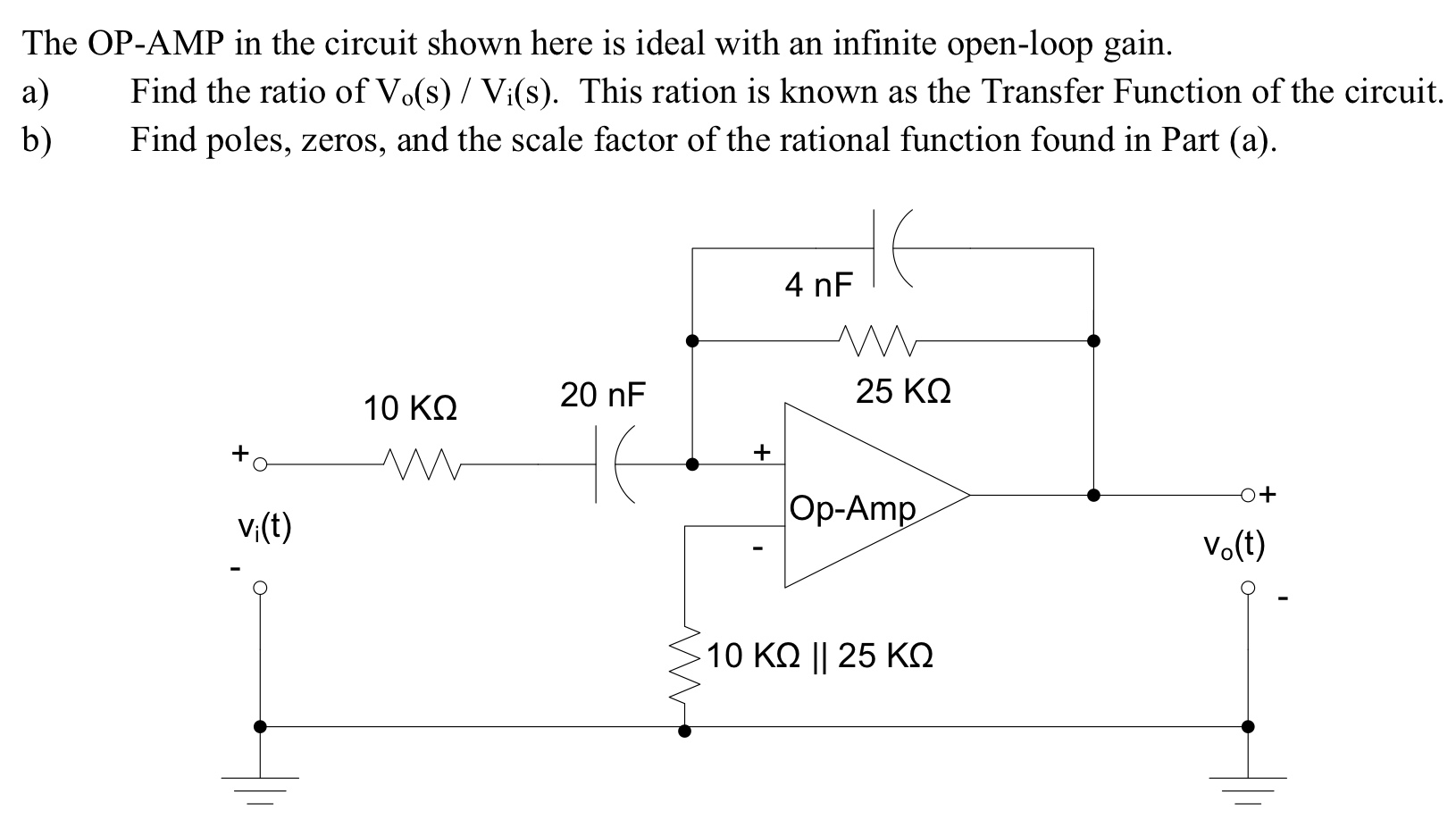 Solved The OP-AMP in the circuit shown here is ideal with an | Chegg.com