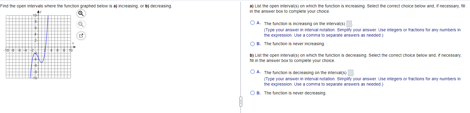 Solved a) List the open interval(s) on which the function is | Chegg.com