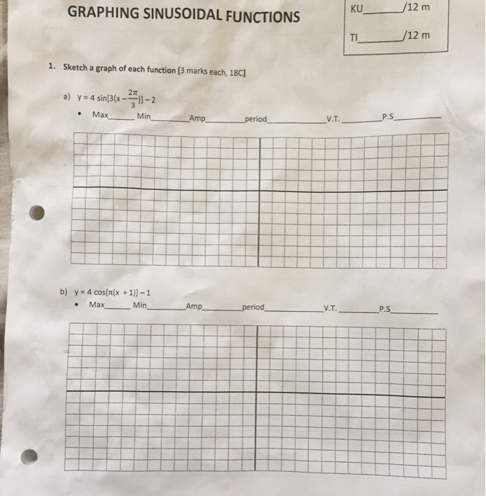 Solved KU/12 m GRAPHING SINUSOIDAL FUNCTIONS ITI- 12 Sketch | Chegg.com